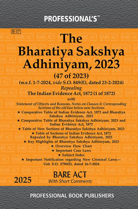 Bookscape Buy Professional S Bharatiya Sakshya Adhiniyam 2023 Bsa