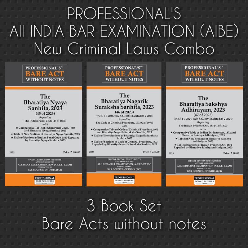 Bookscape Buy Professionals Aibe Exam New Criminal Laws Combo 3 Bare